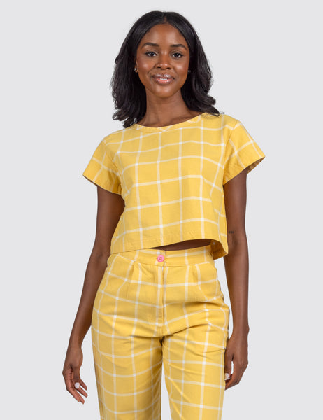 Banana Grid Crop Top – Mokuyobi