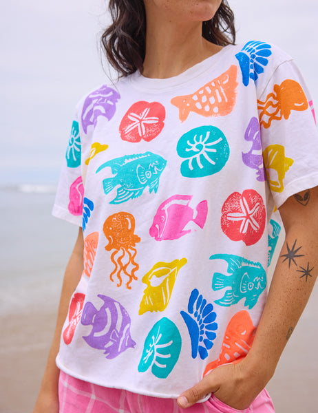 Painted Fish Crop Tee – Mokuyobi